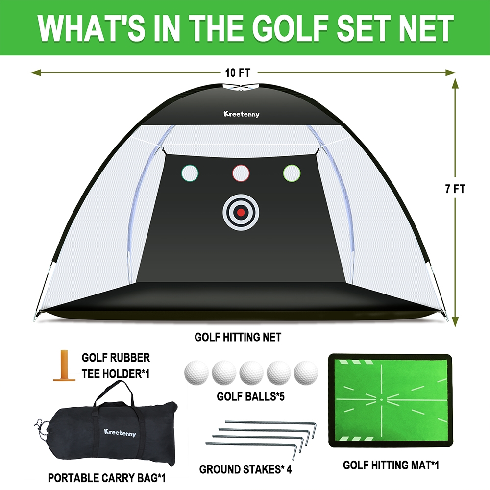 Deluxe 10x7ft Golf Practice Net Multi-Target Training Set